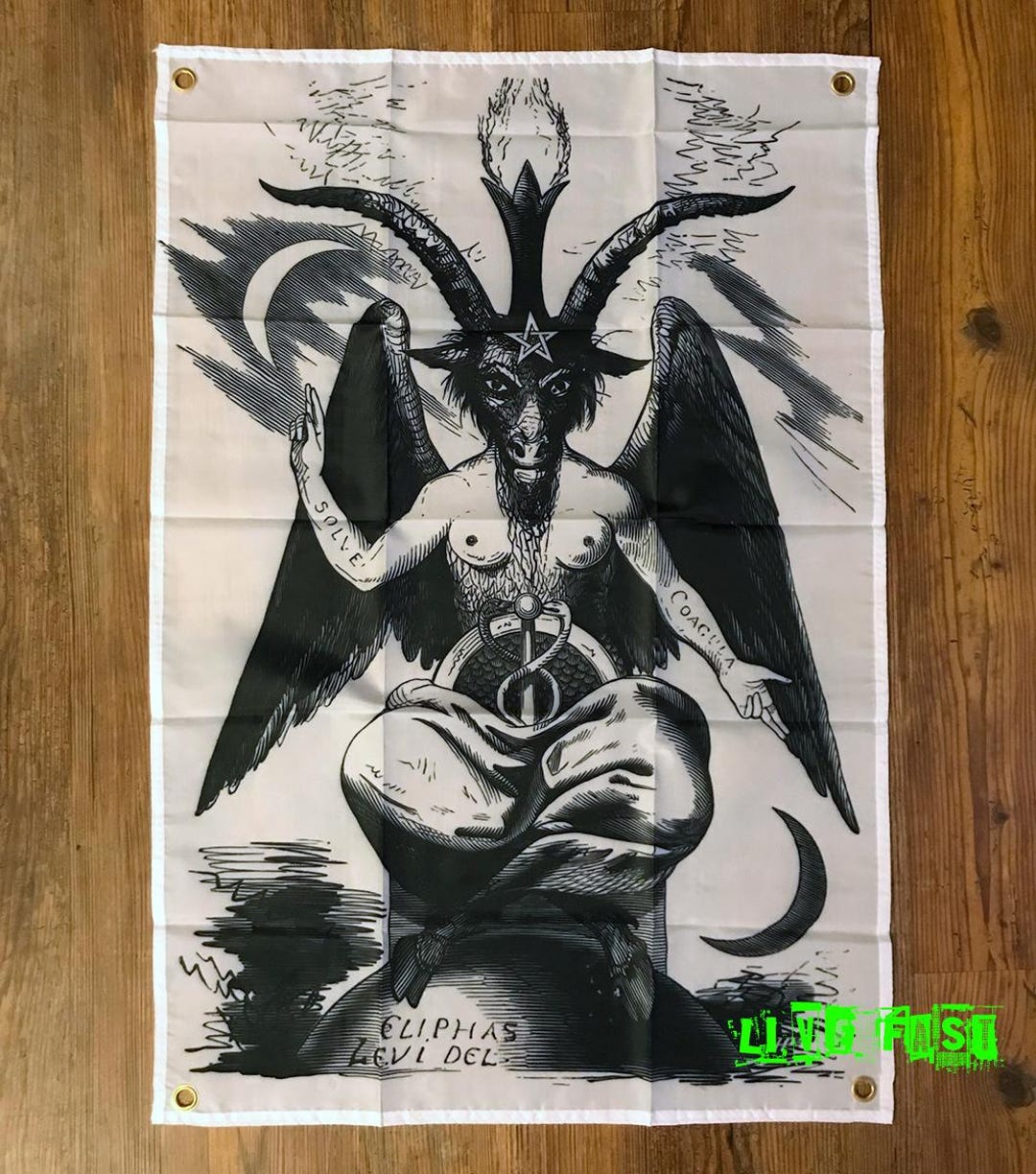 BAPHOMET PENTAGRAM FLAG 2X3 Satan 666 Black Metal Death Metal Goth ...