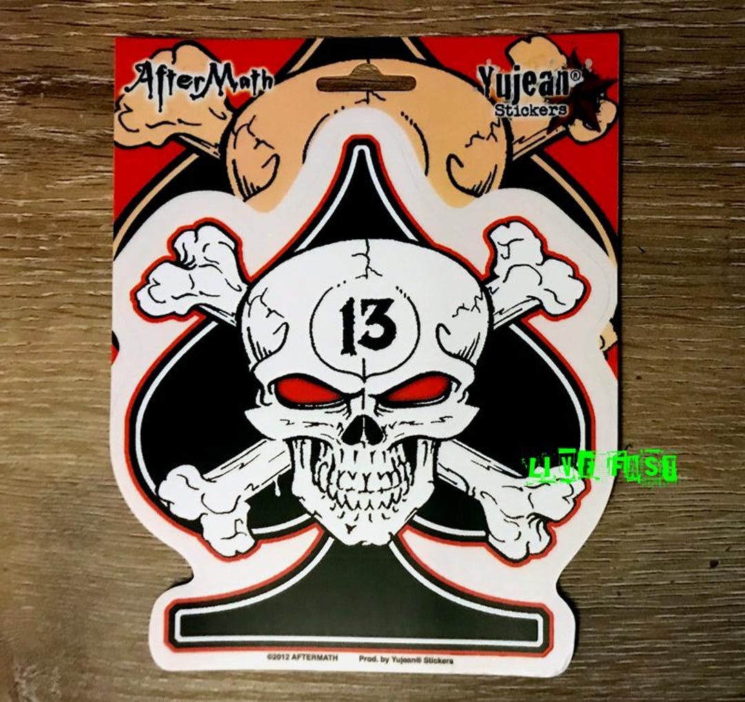 SKULL 13 SPADE Sticker Decal Motorcycle Biker Hot Rod Muscle Car Decals ...