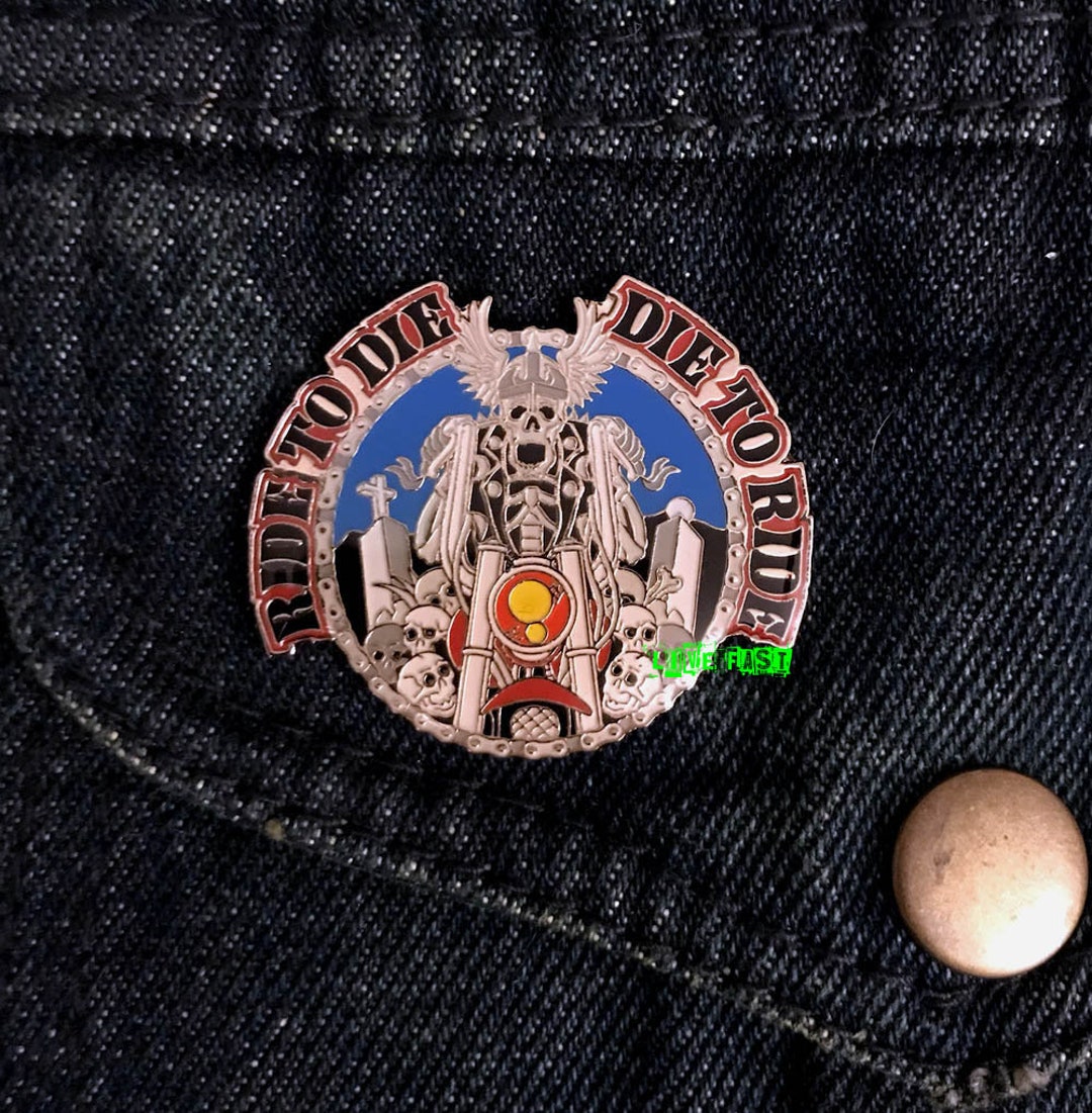 Die to Ride Biker Lapel Pin: Vintage Enamel Motorcycle Jacket Pin - Etsy