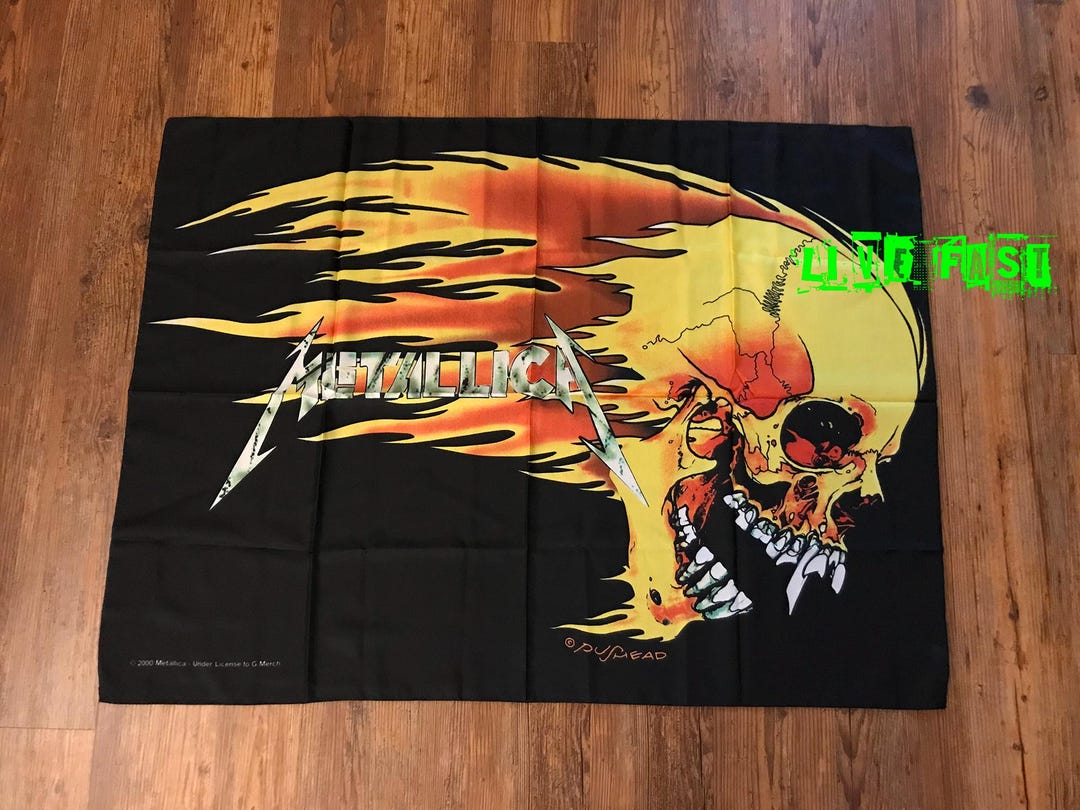 Metallica Pushead Skull Flag Banner Tapestry Fabric Poster Vintage