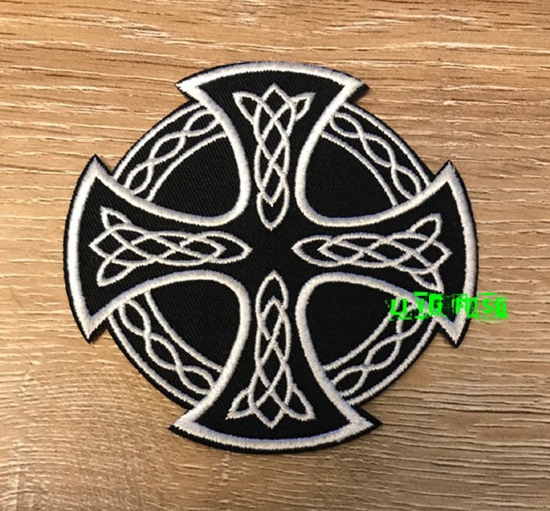 CELTIC CROSS PATCH Embroidered Iron on Celts Druid Viking Runes ...