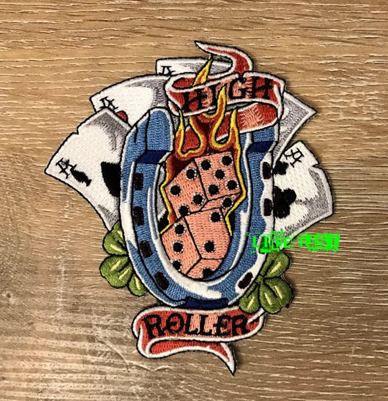 HIGH ROLLER PATCH Aces Lucky 7 Dice Horse Shoe Poker Gambler - Etsy