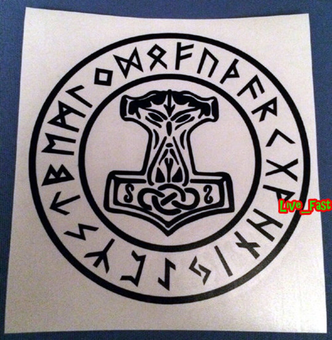 THORS HAMMER Decal Sticker Vinyl Mjolnir Asatru Pagan Odin Thor Nordic ...