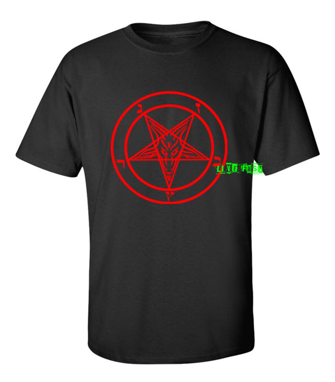 BAPHOMET PENTAGRAM T SHIRT Anton Lavey Aleister Crowley Church of Satan ...