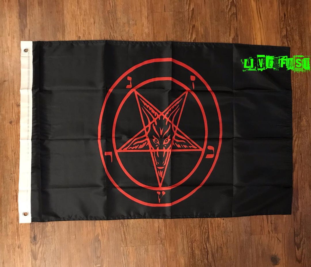 BAPHOMET PENTAGRAM FLAG 2X3 Satan 666 Black Metal Death Metal Goth ...
