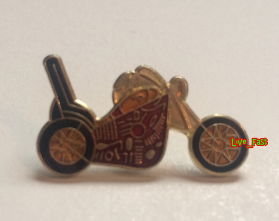 CHOPPER MOTORCYCLE Lapel Pin Vintage Retro Old School Biker Jacket Vest ...