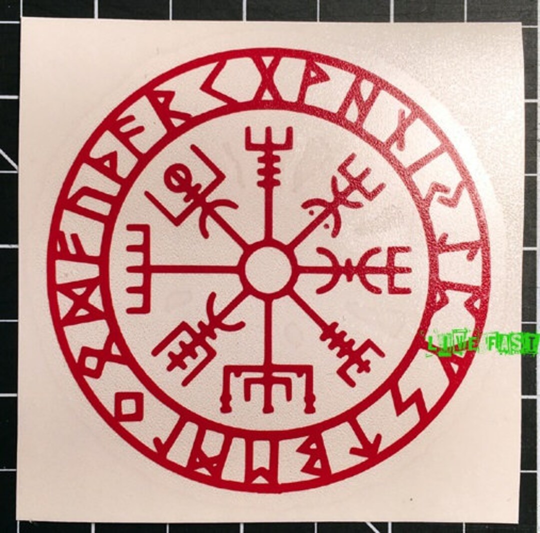 VEGVISIR NORSE VIKING Compass Decal Sticker Asatru Nordic Rune Amulet ...
