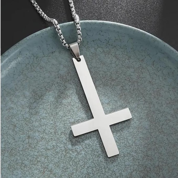 Inverted Cross Pendant Necklace - Etsy