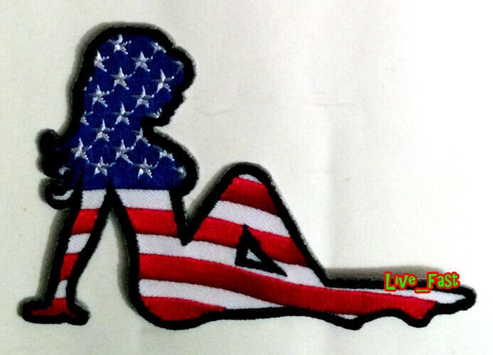Trucker Girl Mud Flap Girl Patch Embroidered American Flag Retro ...
