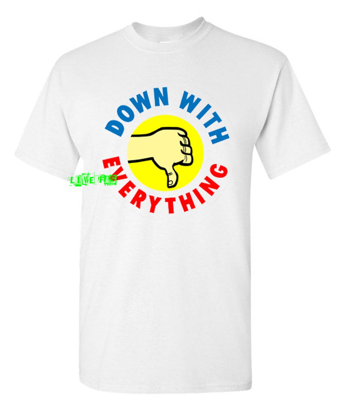 DOWN WITH EVERYTHING T Shirt Vintage Retro 1970s Nihilism Punk Rock ...
