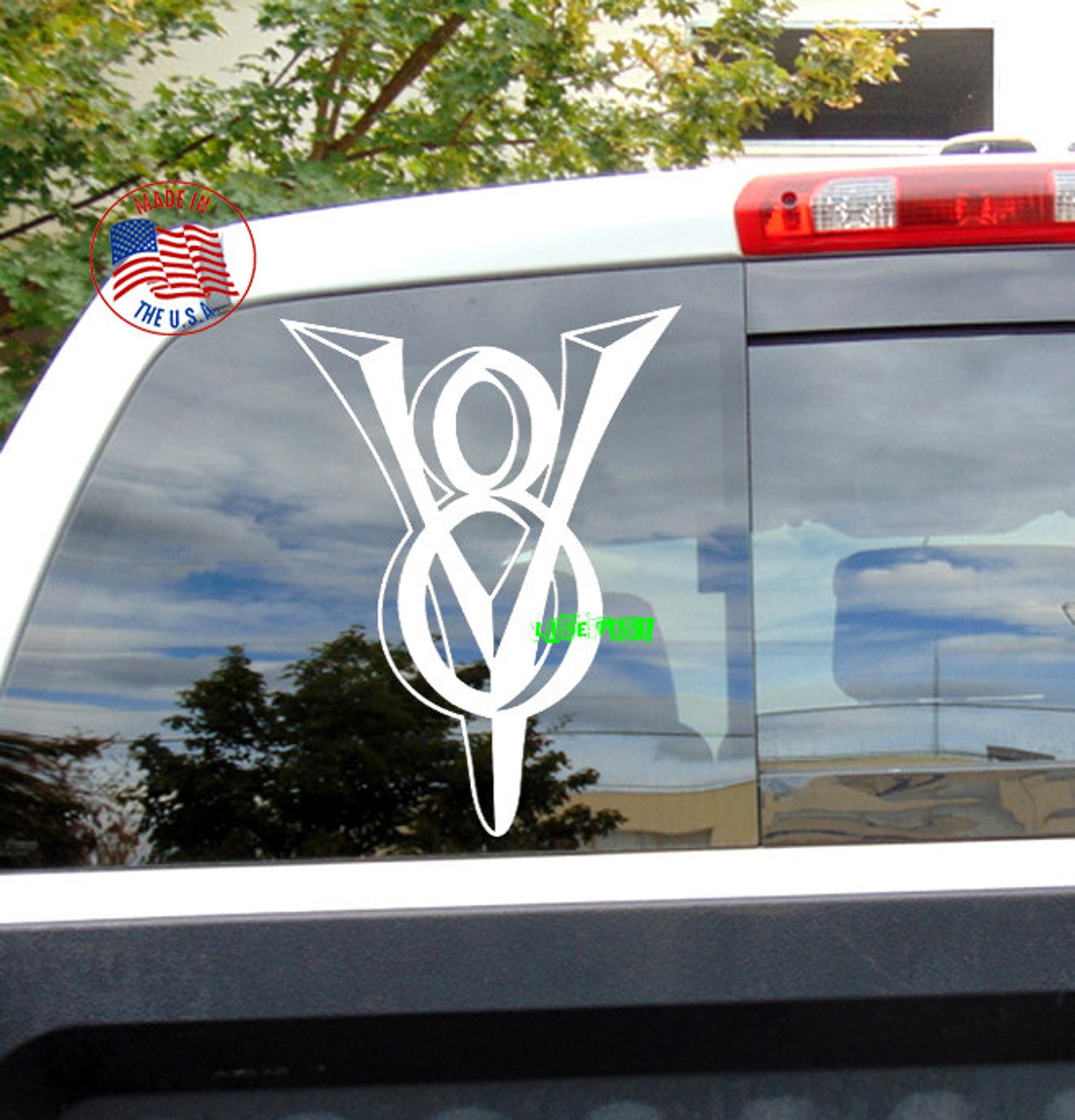 V8 EMBLEM BADGE Decal Sticker Vinyl Flathead Engine Hot Rod Muscle Car ...