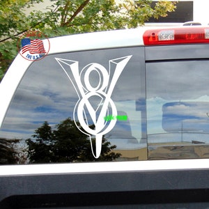 V8 EMBLEM BADGE Decal Sticker Vinyl Flathead Engine Hot Rod Muscle Car ...