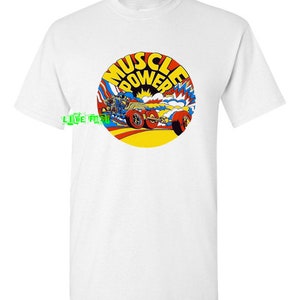 MUSCLE CAR POWER T Shirt Retro Vintage Style Hot Rod Drag Race Racing ...