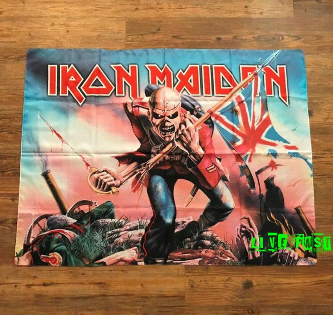 IRON MAIDEN - the Trooper Flag Banner Tapestry Fabric Poster Nwobhm ...