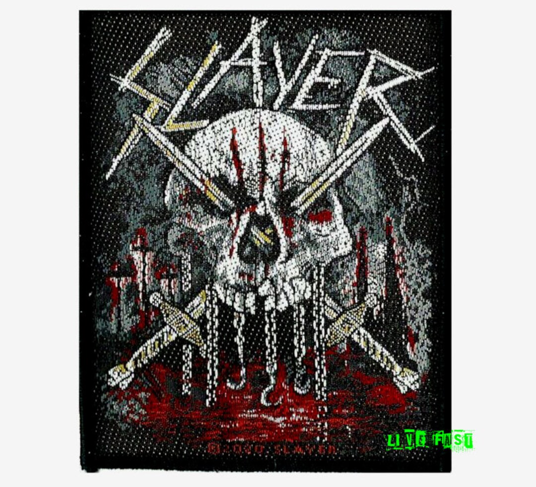 SLAYER SKULL & SWORDS Patch Woven Slayer Band Patch Thrash Metal Speed ...