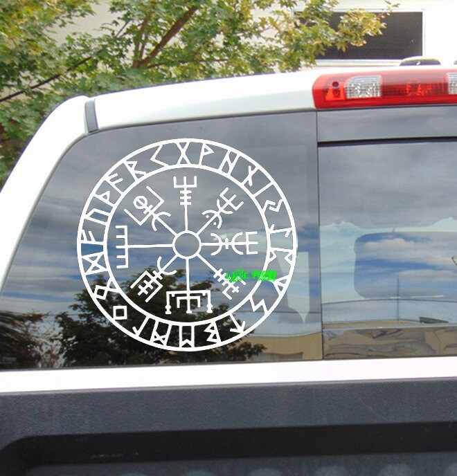 VEGVISIR NORSE VIKING Compass Decal Sticker Asatru Nordic Rune Amulet ...