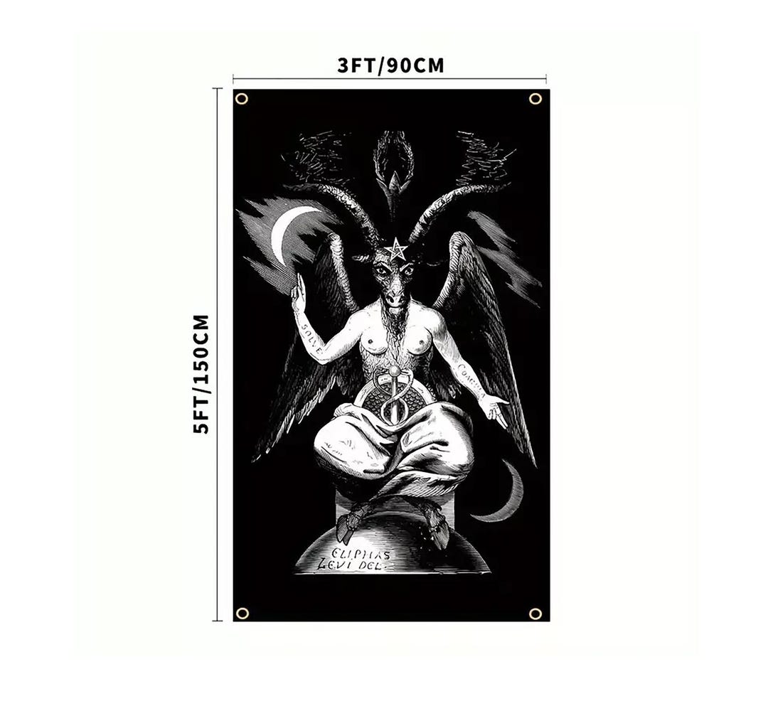 BAPHOMET PENTAGRAM FLAG 3X5 Satan 666 Black Metal Death Metal Goth ...