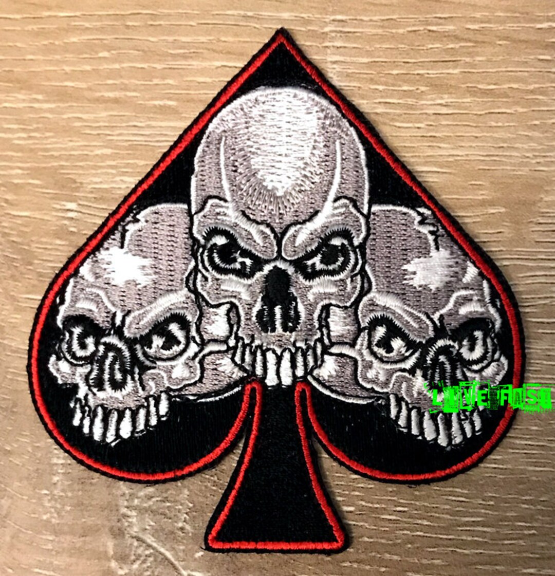 SPADE & SKULLS PATCH Biker Gambler Outlaw Rocker Vest Jacket Patch ...