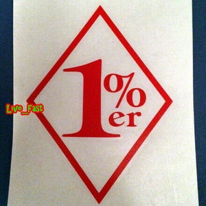1%ER ONE PERCENTER Diamond Sticker Vinyl Decal Old School Outlaw Biker ...