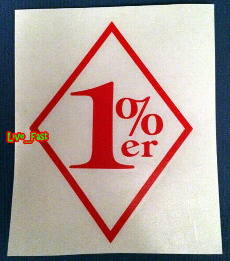 1%ER ONE PERCENTER Diamond Sticker Vinyl Decal Old School Outlaw Biker ...