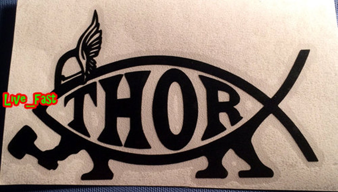 THOR VIKING FISH Decal Sticker Vinyl Asatru Pagan Odin Thor Nordic ...
