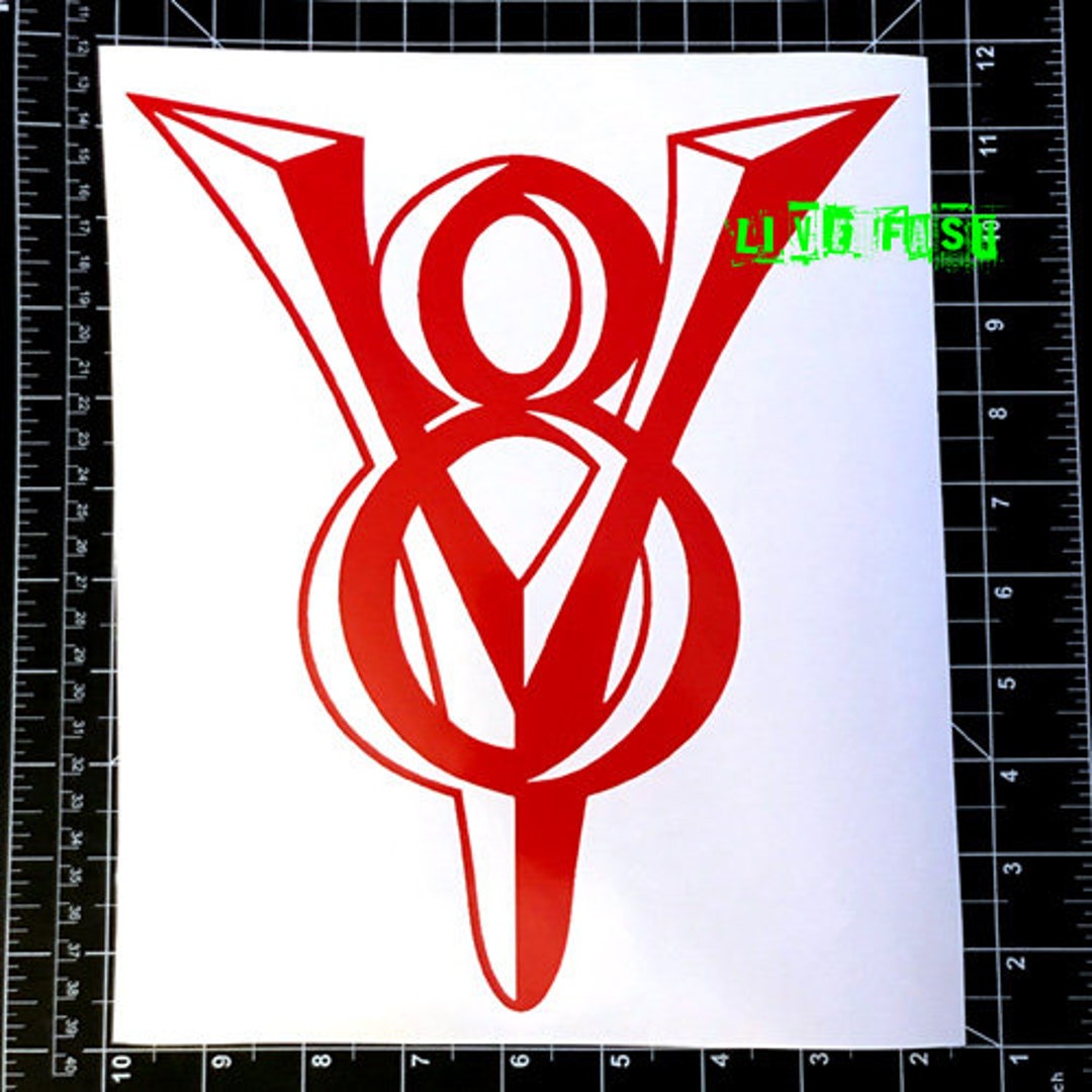 V8 EMBLEM BADGE Decal Sticker Vinyl Flathead Engine Hot Rod Muscle Car ...