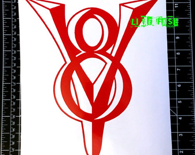 V8 EMBLEM BADGE Decal Sticker Vinyl Flathead Engine Hot Rod Muscle Car ...