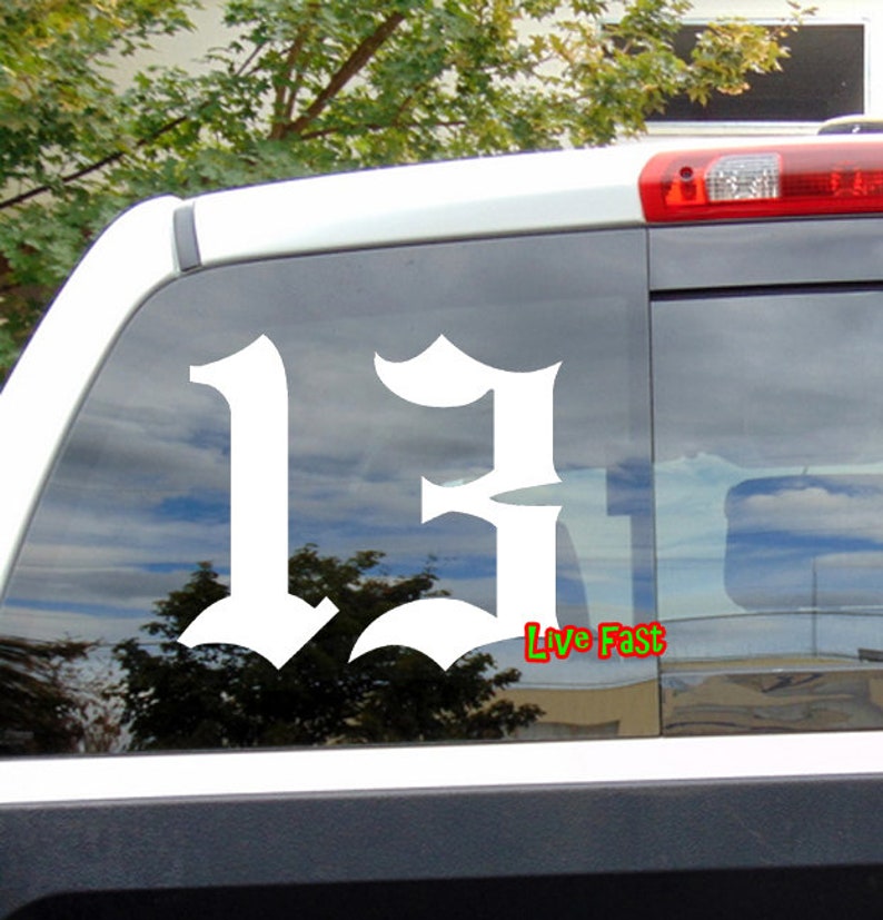 NUMBER 13 DECAL STICKER Outlaw Biker Custom Chopper Motorcycle Gas Tank ...