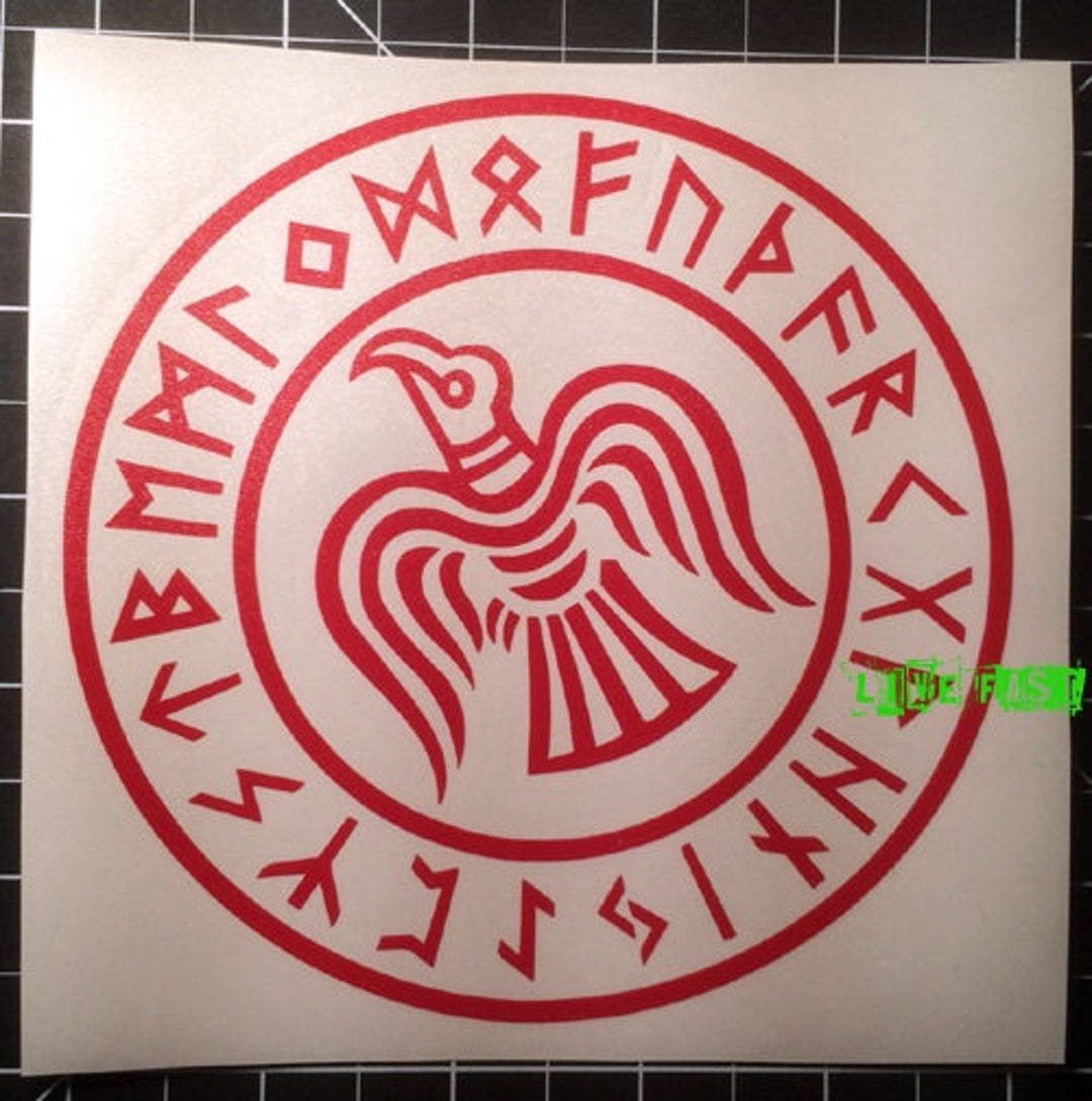 VIKING RAVEN RUNE Vinyl Decal Sticker Asatru Nordic Rune Amulet Norse ...