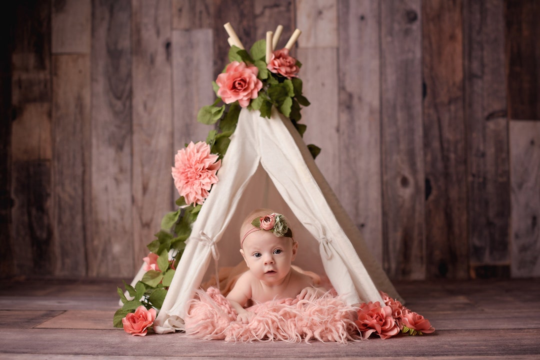 Beautiful Photography Backdrop, Teepee Digital Backdrop With Wood ...