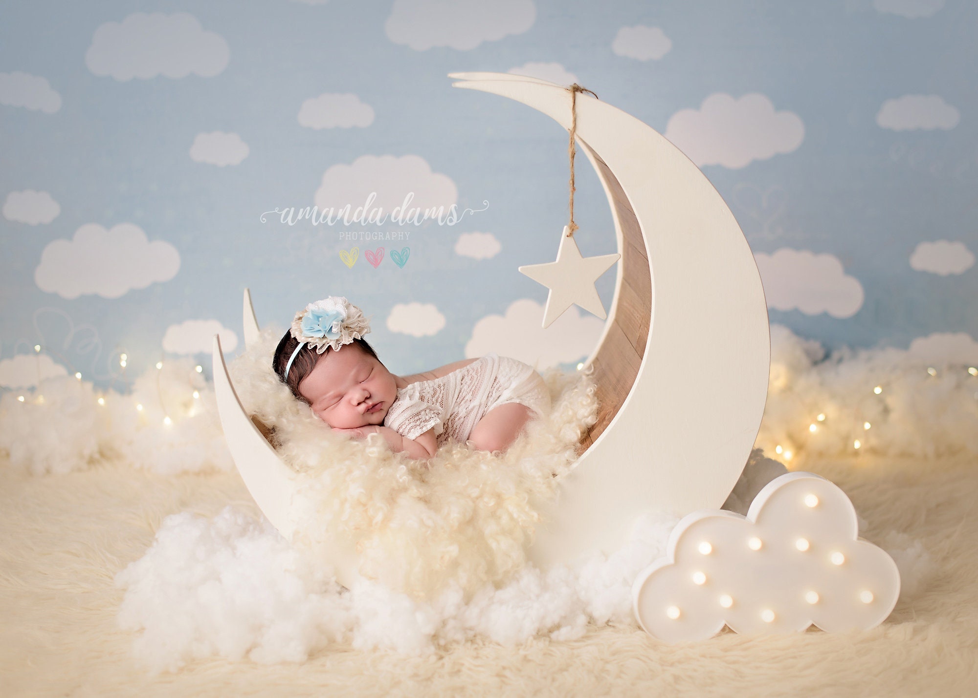Beautiful Photography Backdrop, Moon Digital Backdrop With Clouds ...