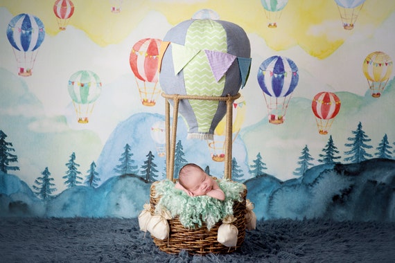 Cute Photography Backdrop Hot Air Balloon Digital Backdrop - Etsy