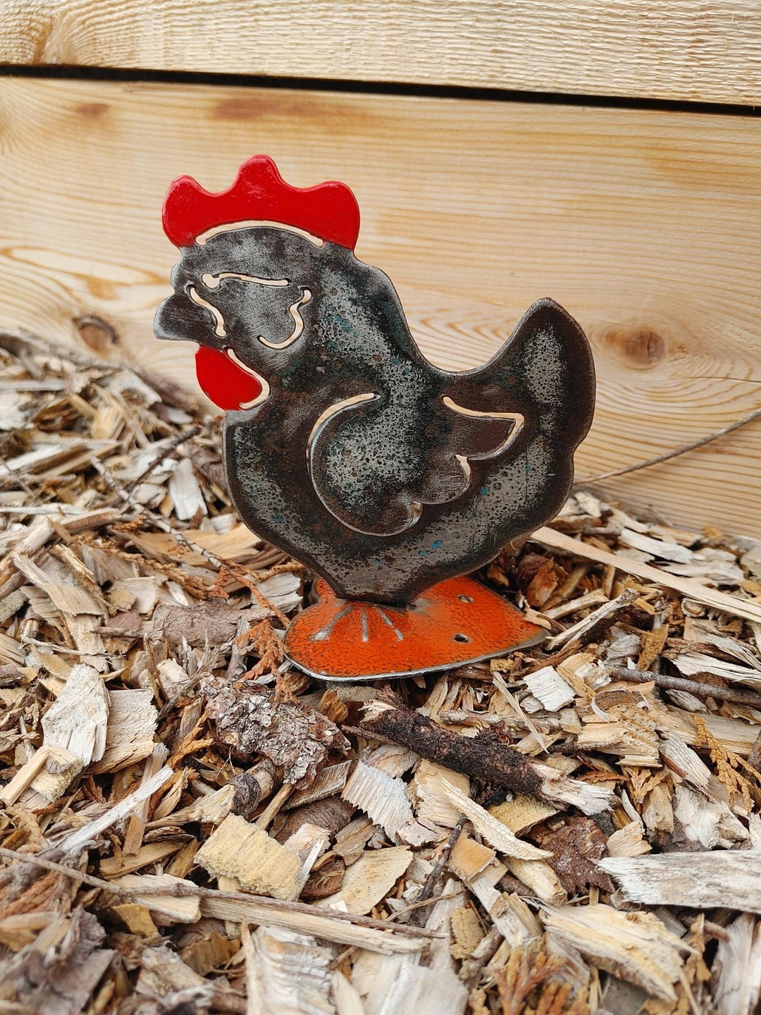 Chicken Metal Art, Garden Chicken, Recycled Metal Art, Indoor Outdoor ...