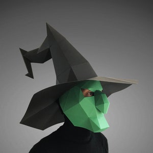 Witch Hat Mask Template Style 2 - Paper Mask, Papercraft Mask, Masks ...