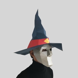 Witch Hat Mask Template Style 3 - Paper Mask, Papercraft Mask, Masks ...