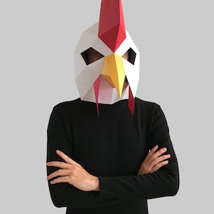 Rooster Mask Template - Paper Mask Template, Papercraft Mask, Masks, 3d ...