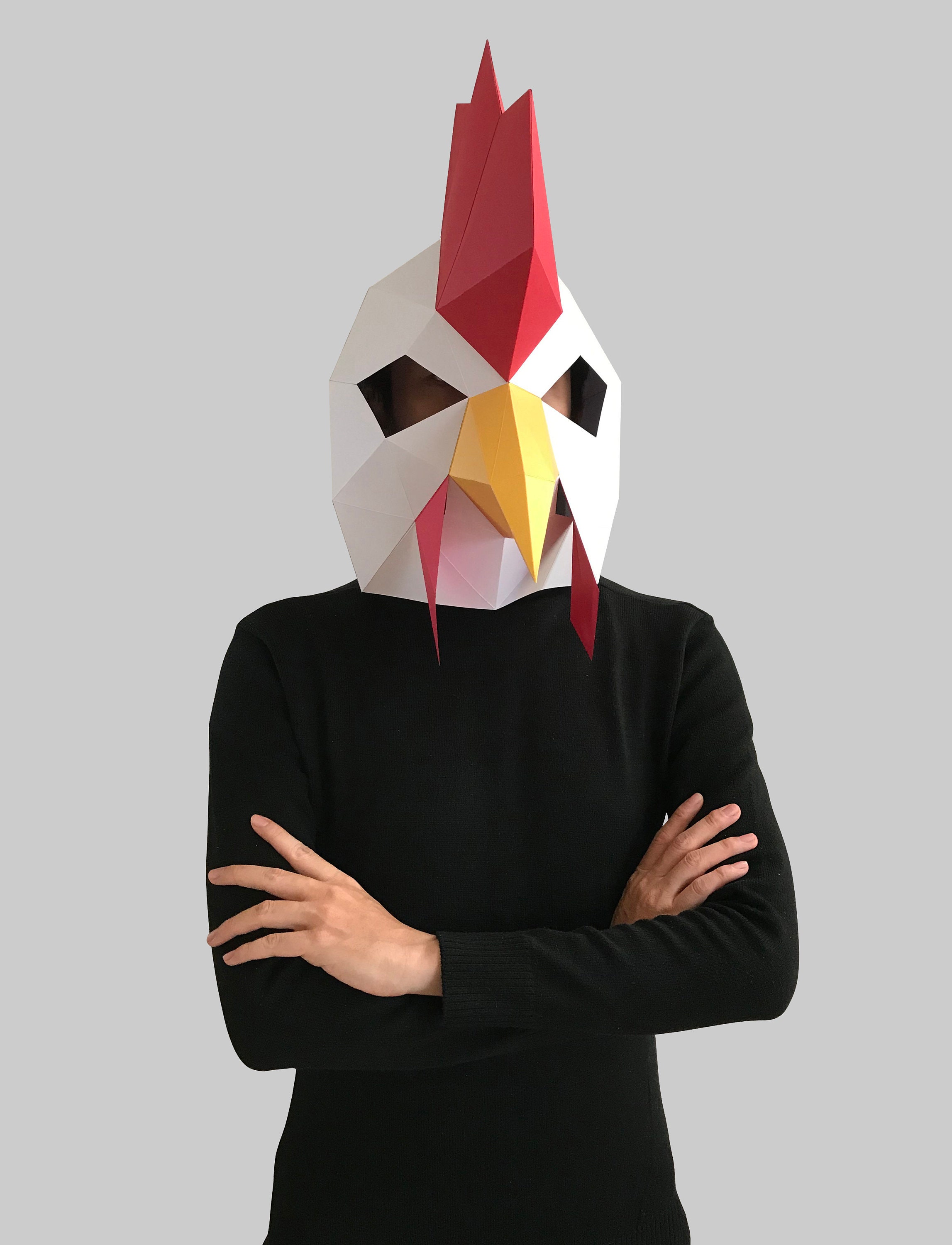 Rooster Mask Template Paper Mask Template Papercraft Mask - Etsy