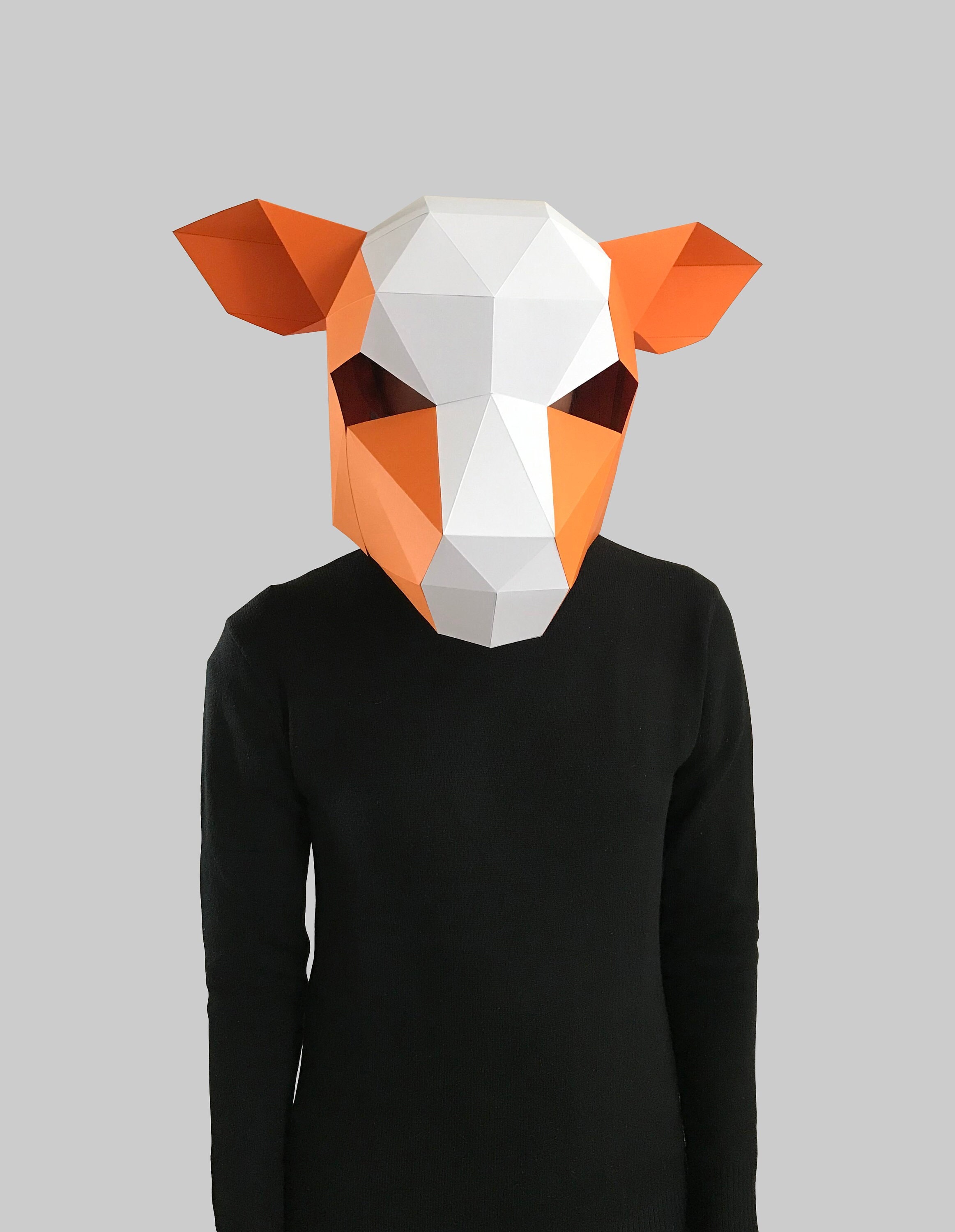 Cow Mask Template Digital PDF - Low Poly Papercraft Animal Mask - Etsy ...