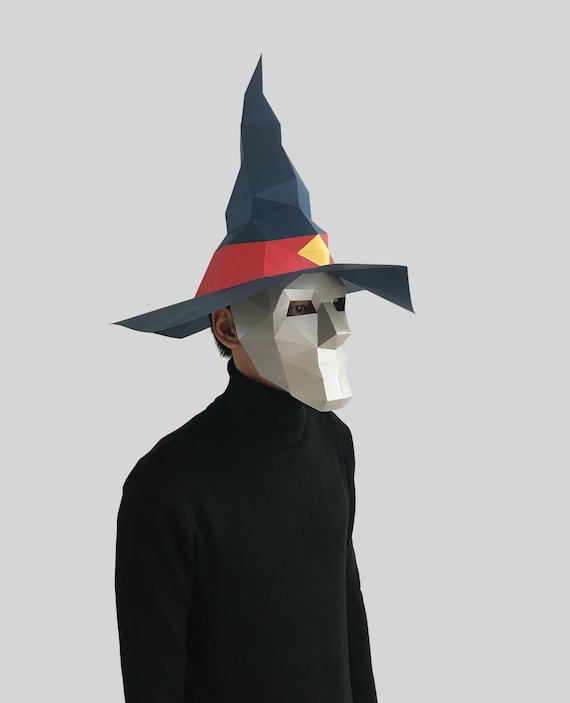 Witch Hat Mask Template Style 3 Paper Mask Papercraft Mask | Etsy