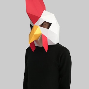 Rooster Mask Template - Paper Mask Template, Papercraft Mask, Masks, 3d ...