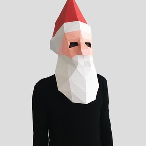 Santa Claus Mask Template Style 2 - Paper Mask, Papercraft Mask, Masks ...