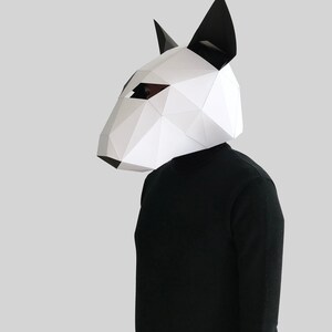 Bull Terrier Dog Mask Template - Paper Mask, Papercraft Mask, Masks, 3d ...