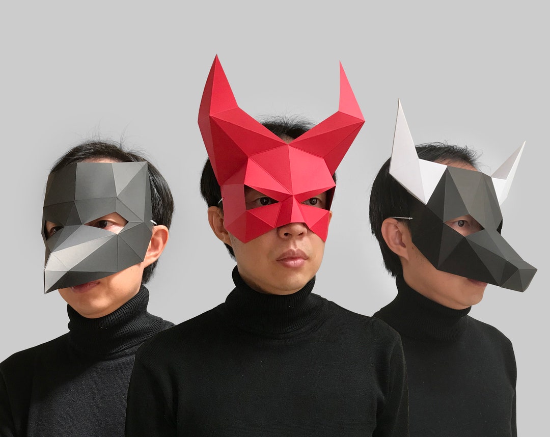 Combo 44 Crow Demon Buffalo Mask Template Paper Mask, Papercraft Mask ...