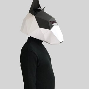 Bull Terrier Dog Mask Template - Paper Mask, Papercraft Mask, Masks, 3d ...