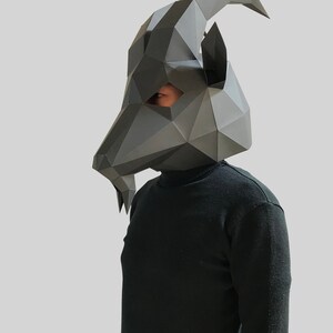 Goat Mask Template - Paper Mask, Papercraft Mask, Masks, 3d Mask, Low ...