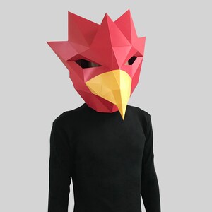 Red Bird Mask Template - Paper Mask, Papercraft Mask, Masks, 3d Mask ...