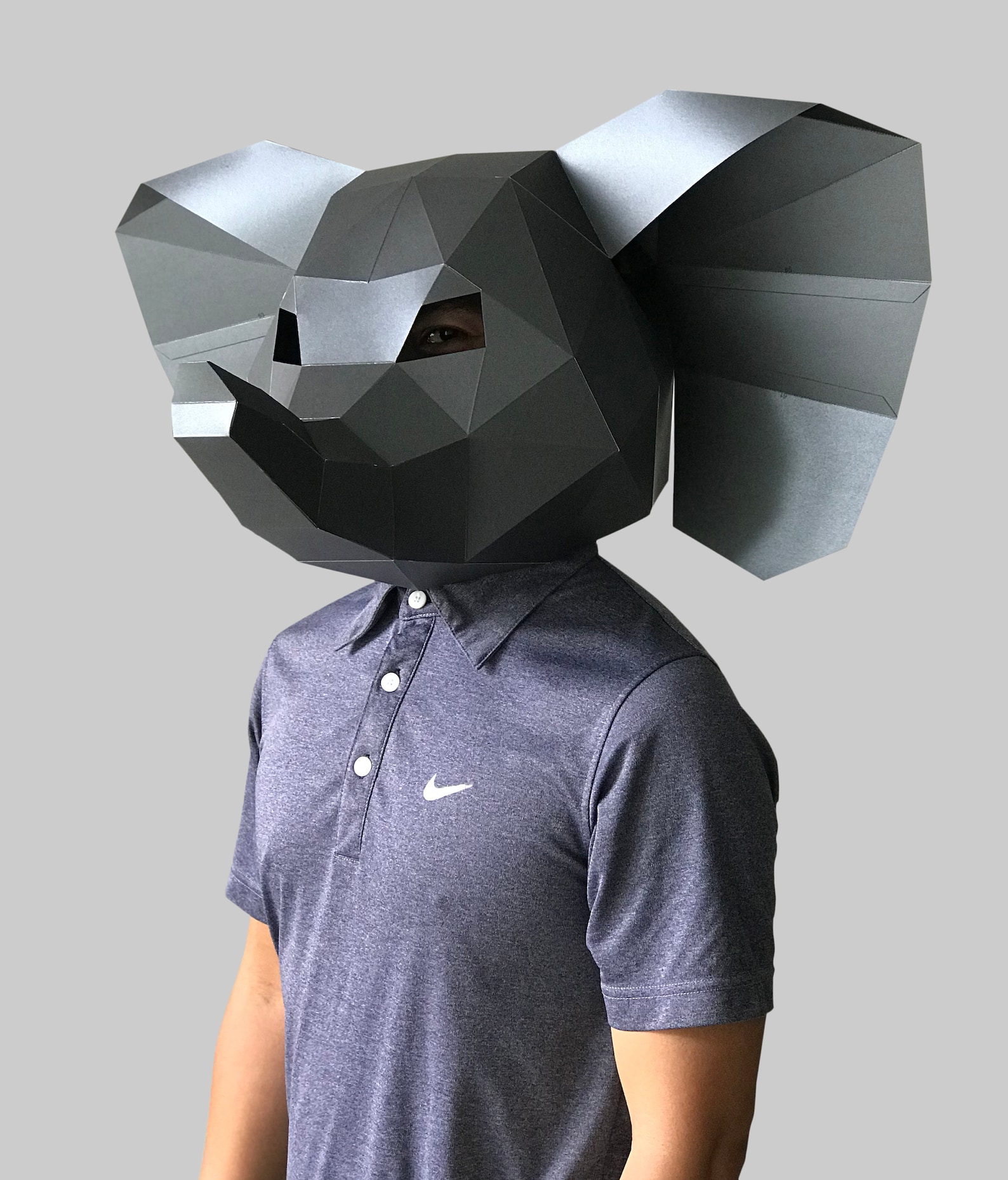 Elephant Mask Template Paper Mask, Papercraft Mask, Masks, 3d Mask, Low ...