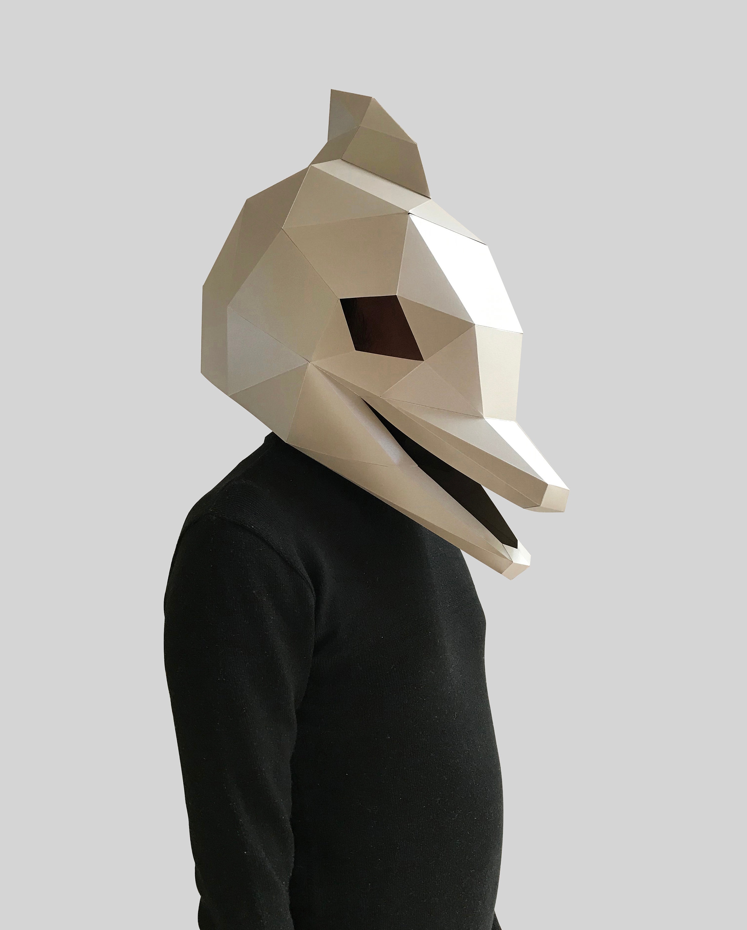 Dolphin Mask Digital PDF - Low Poly Papercraft Animal Mask Template - Etsy