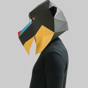 Mandrill Monkey Mask Digital PDF - Low Poly Papercraft Animal Mask ...