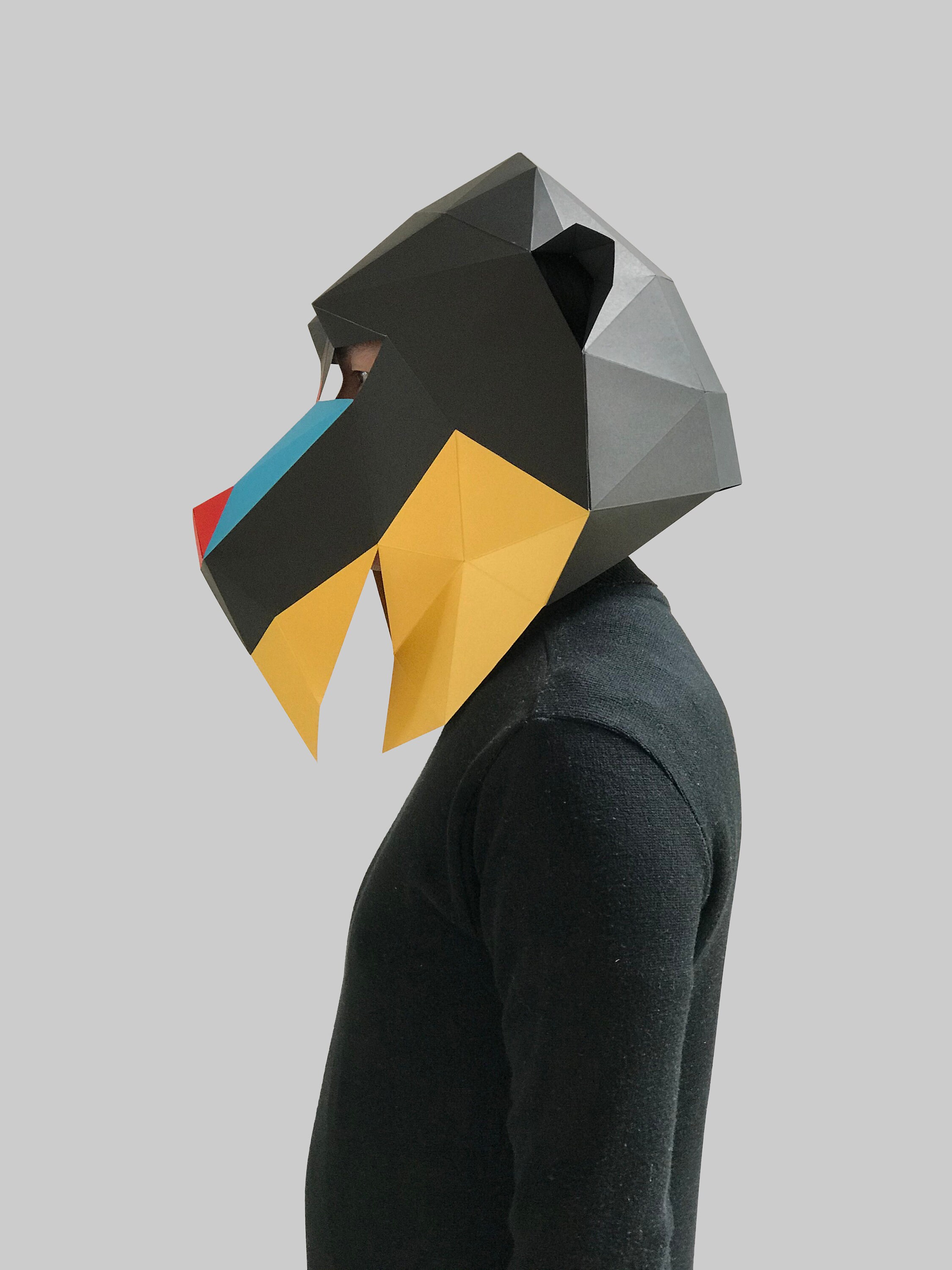 Mandrill Monkey Mask Digital PDF - Low Poly Papercraft Animal Mask ...